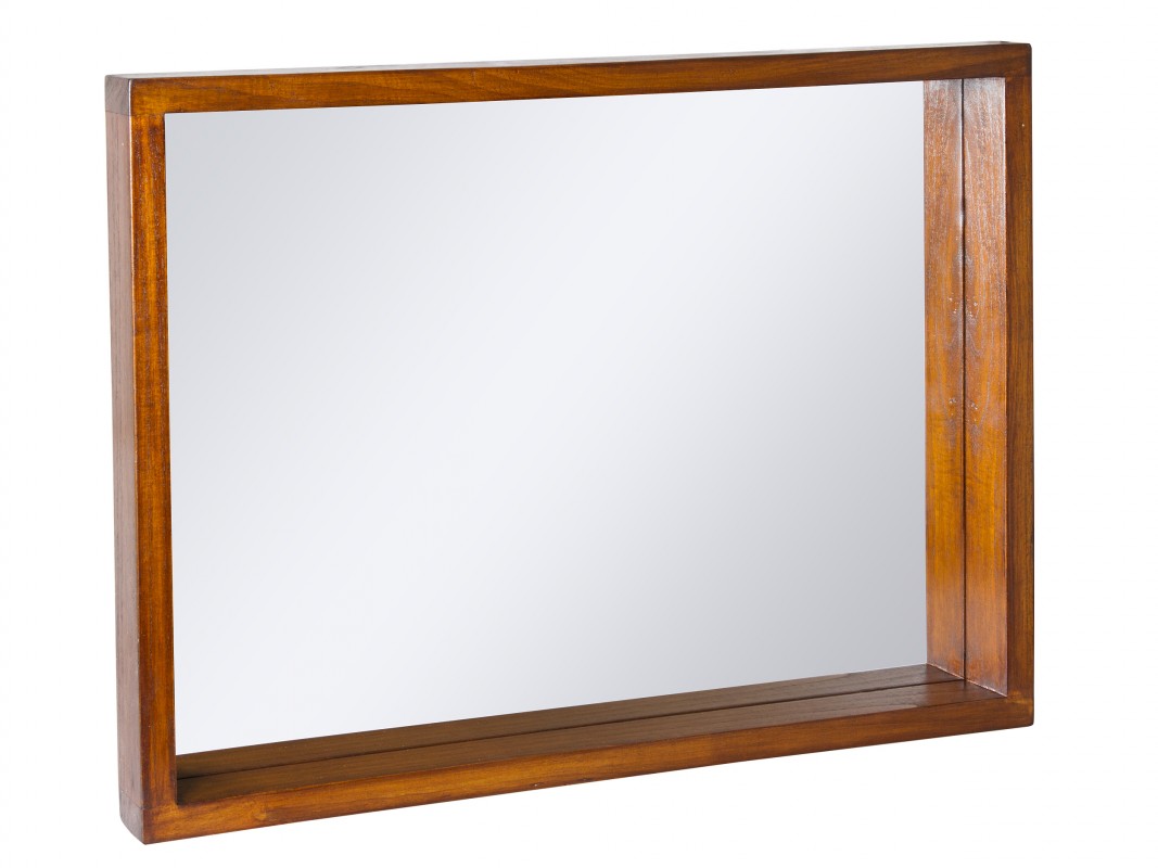 Espejo rectangular con marco de madera de acacia Espejo rectangular con marco de madera de acacia