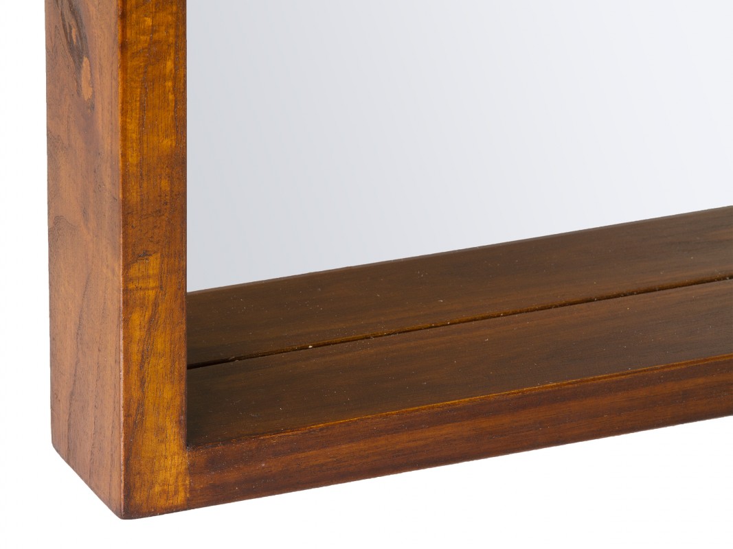 Espejo rectangular con marco de madera de acacia