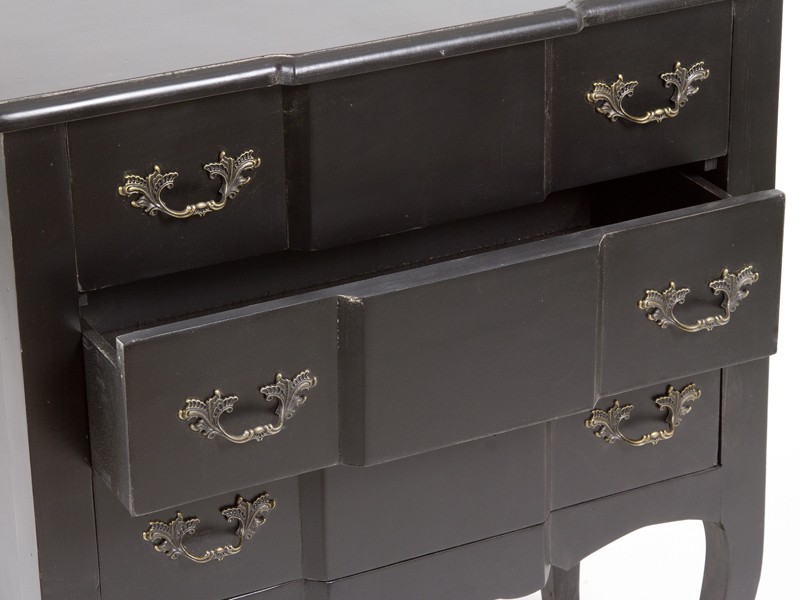 Cómoda negra pequeña estilo isabelino - Venta cómodas online