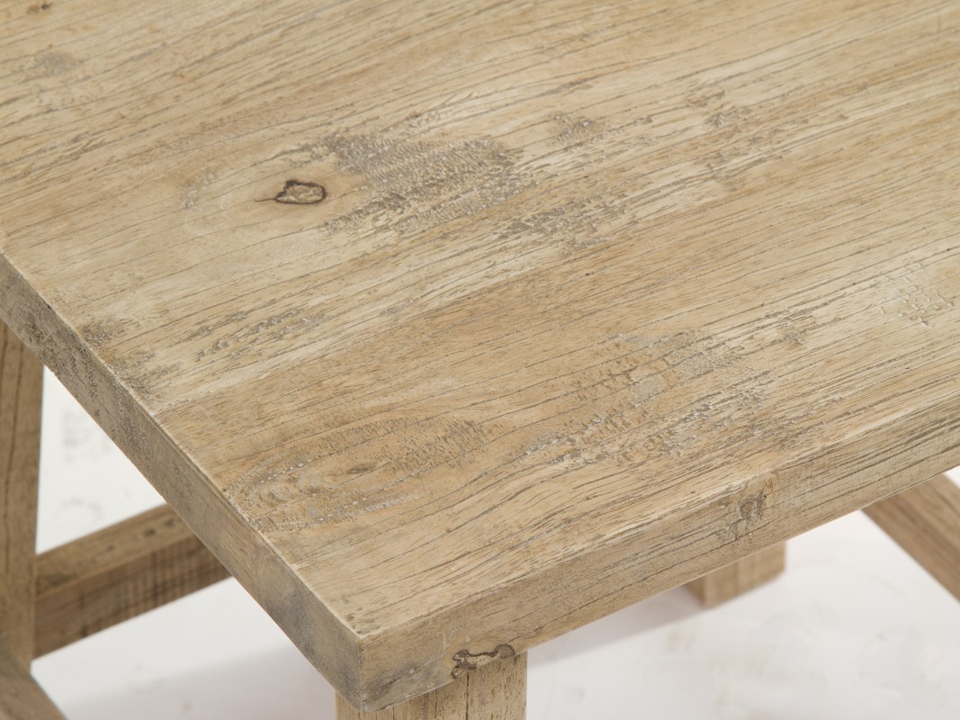 Mesita cuadrada rústica de madera envejecida - Muebles online