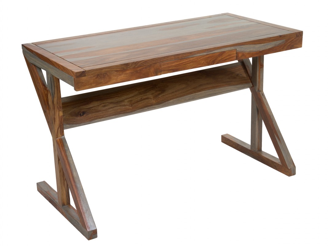 Escritorio colonial envejecido de madera de sésamo color nogal