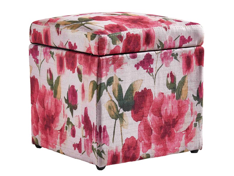 Puff estampado flores - Venta de puffs con baúl online