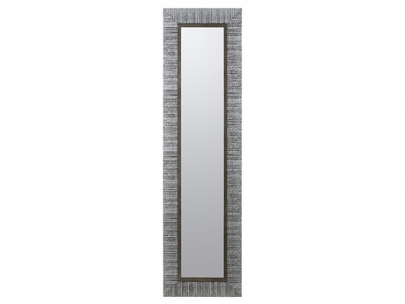 Espejo vertical de pino color plata con filo de oro